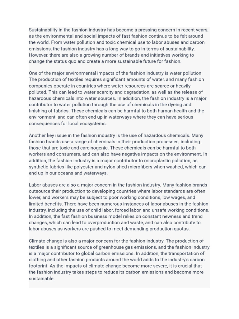 Sustainability in Fashion Industry | PDF | Sustainability | Fashion