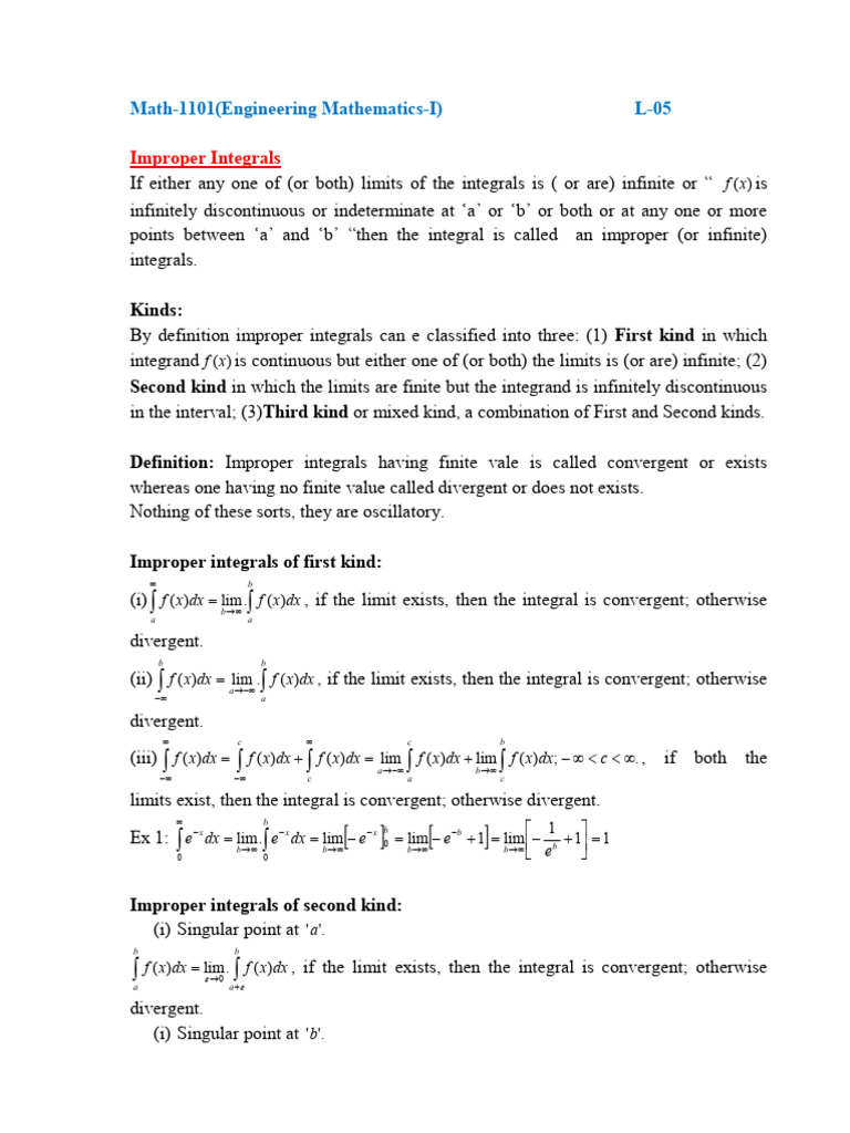 Improper Integrals | PDF