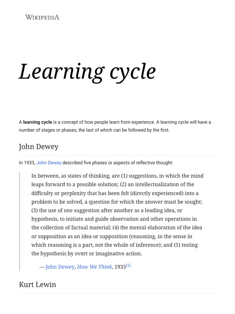 Learning Cycle - Wikipedia | PDF | Cognition | Cognitive Science