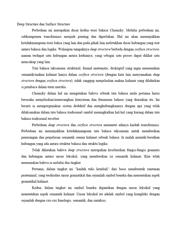 Deep Structure Dan Surface Structure | PDF