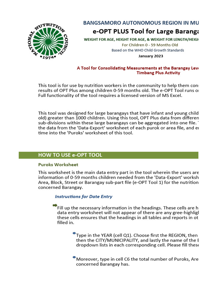 BARMM - eOPT-Plus-Tool - Large-Barangay (2) 2 | PDF