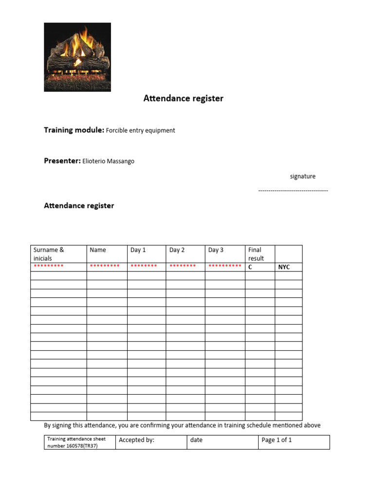 Forcible Entry Training Attendance | PDF | Finance & Money Management ...