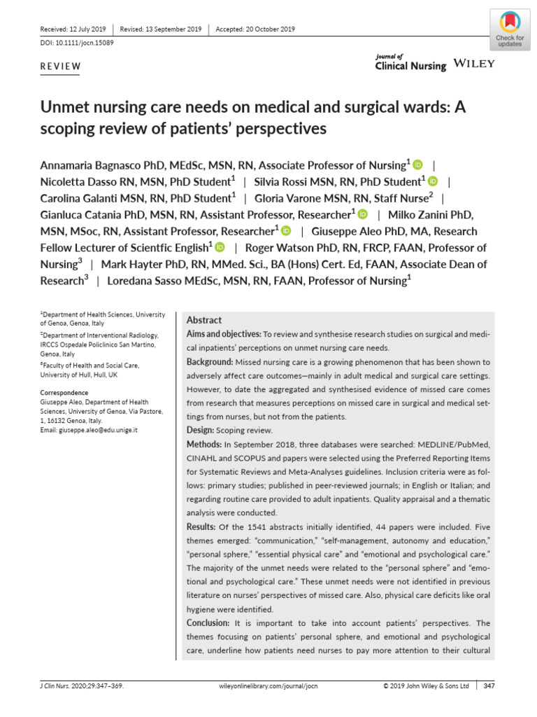 Surgery Ward Journal Article | PDF | Patient | Systematic Review