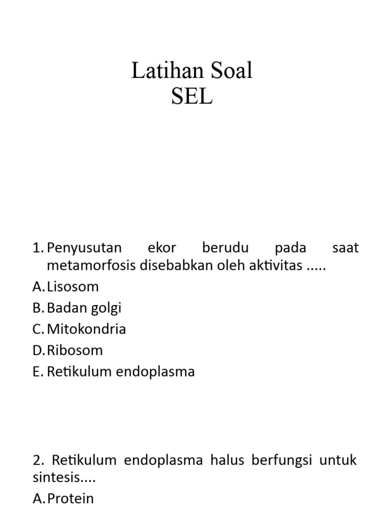 Latihan Soal Sel | PDF | Kajian Bahasa Asing | Sains & Matematika