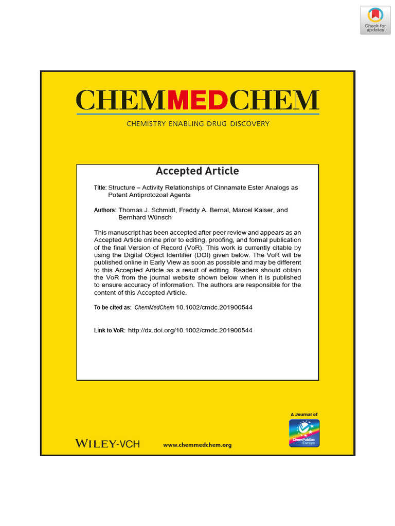 Structure - Activity Relationships of Cinnamate Ester Analogs | PDF ...