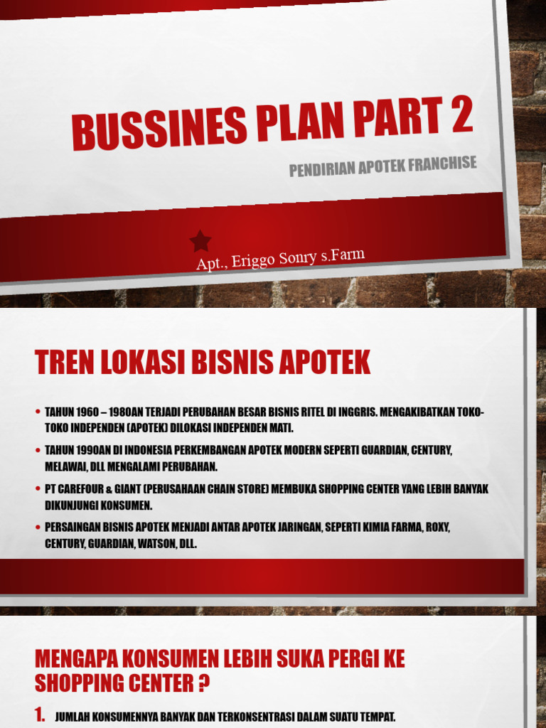 Bussines plan apotek franchise part 2 [Autosaved] | PDF