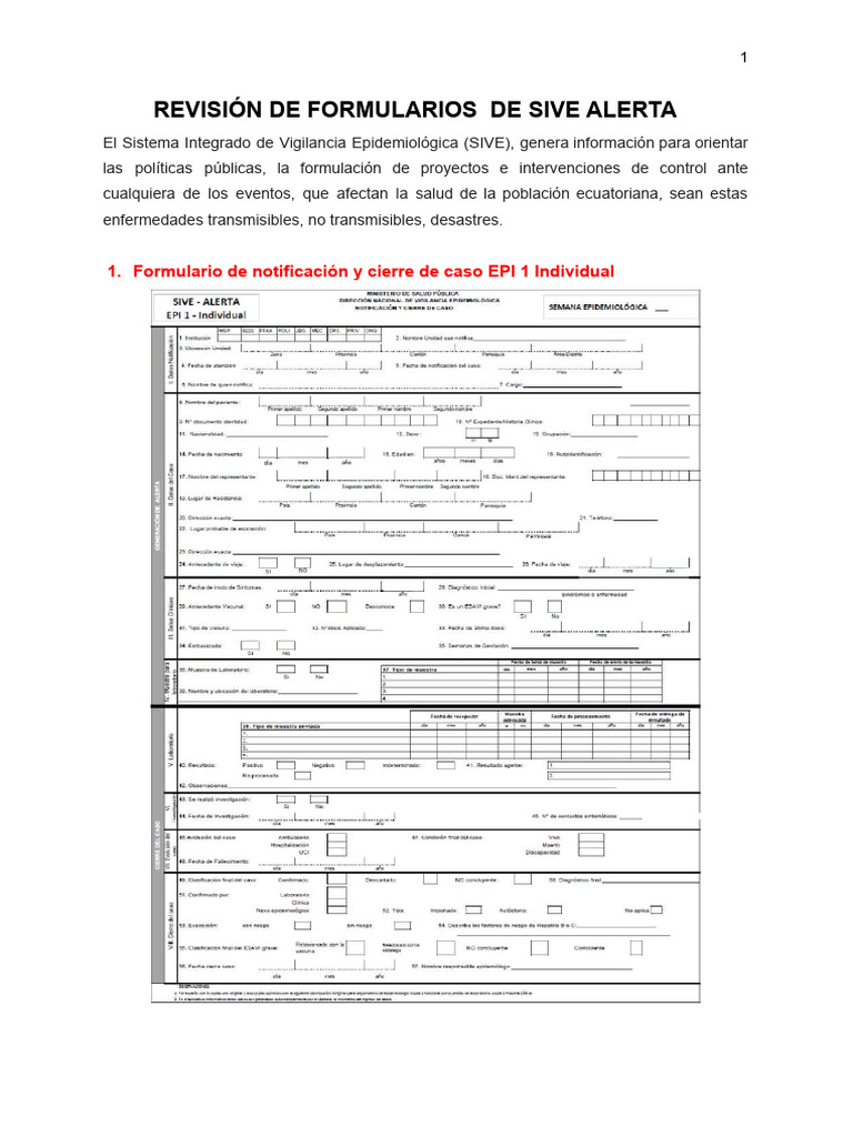 Revisión de Formularios SIVE ALERTA | PDF | Epidemiología | Epidemias