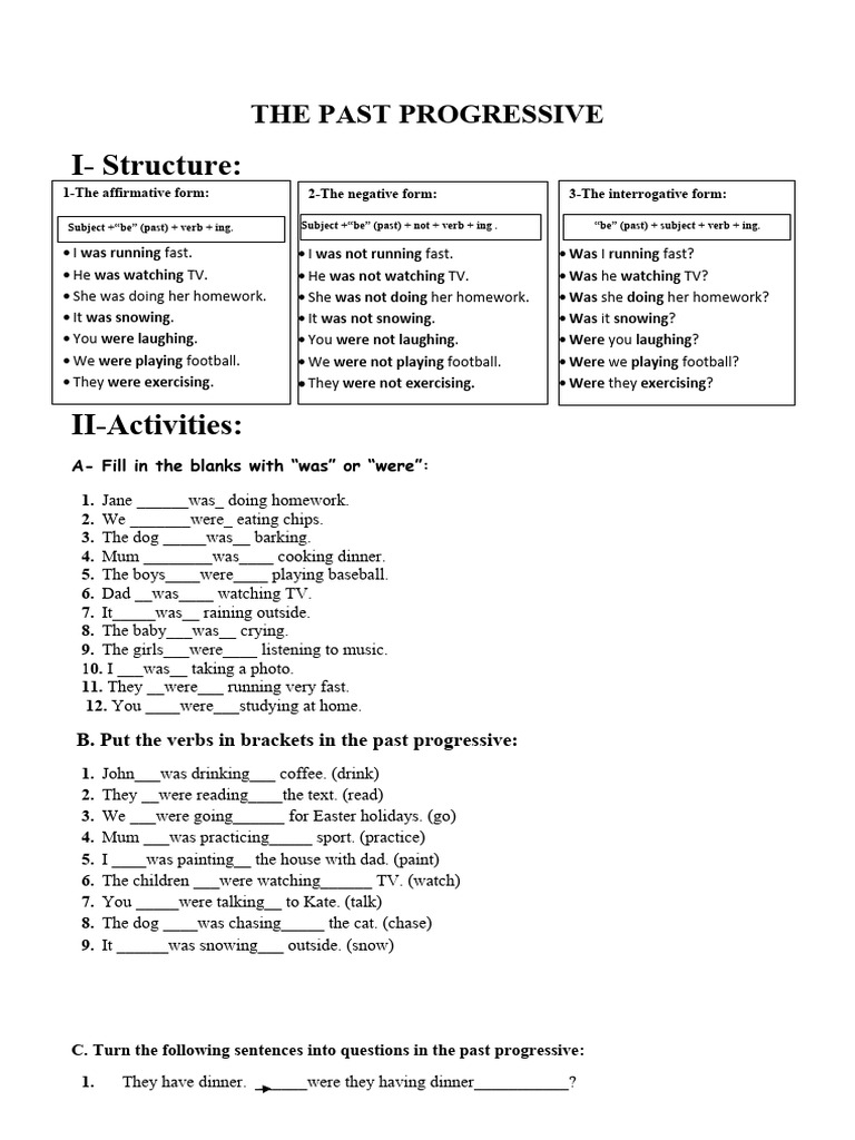 1.simple Past Vs Past Progressive Grammar | PDF | Linguistic Typology ...