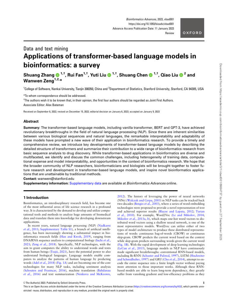 New03 Application of Transformers in Bioinfo | PDF | Artificial Intelligence | Intelligence (AI ...