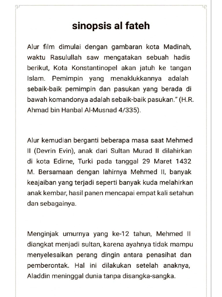 Sinopsis Al Fateh Ramdan, Ripandi, Rizky Firdaus, Ikbal | PDF