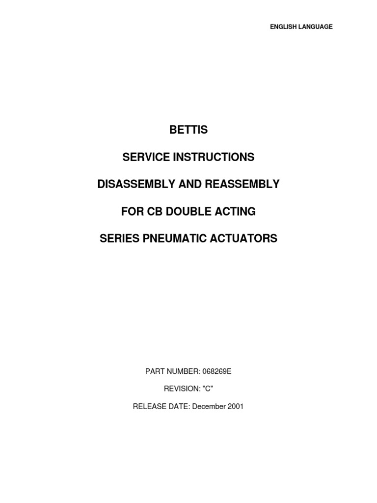 BETTIS Service Instructions | PDF | Piston | Leak