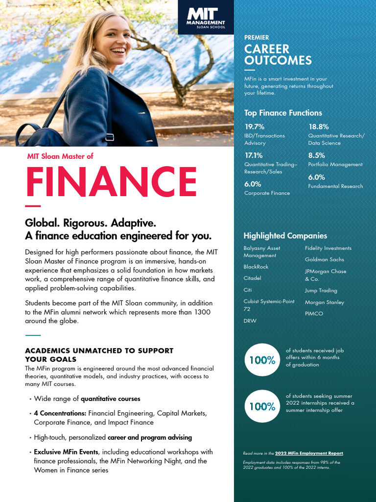 MFin FactSheet 2023 | PDF | Graduate Record Examinations | Internship