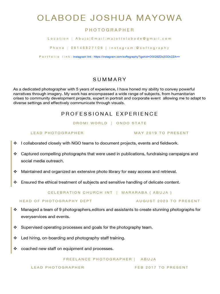 Joshua Olabode CV | PDF | Imaging