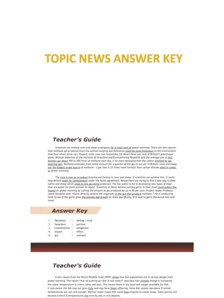 Topic News Answer Key | PDF