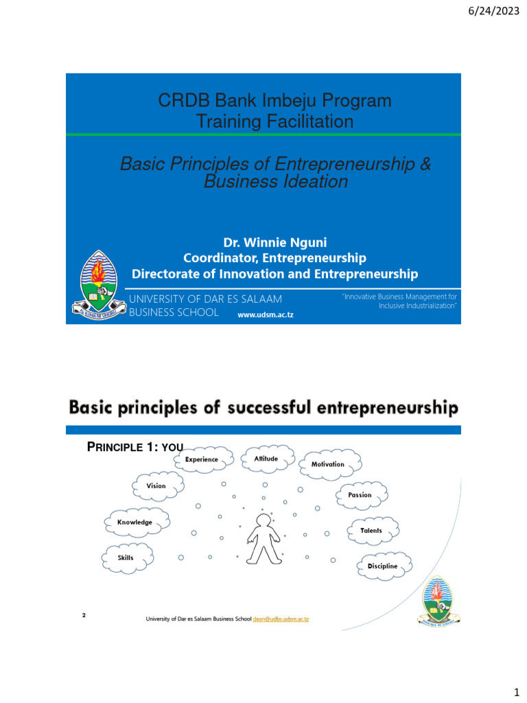 Dr. Winnie Nguni - CRDB Bank Imbeju Program | PDF | Entrepreneurship | Business
