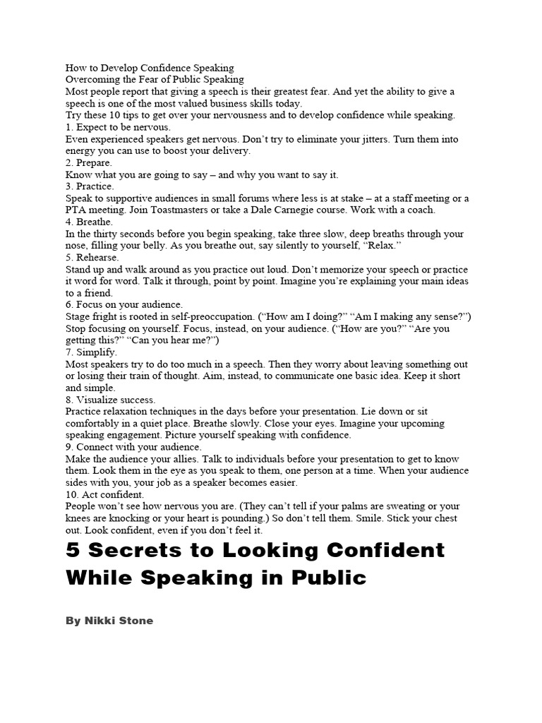 How To Develop Confidence Speaking | PDF