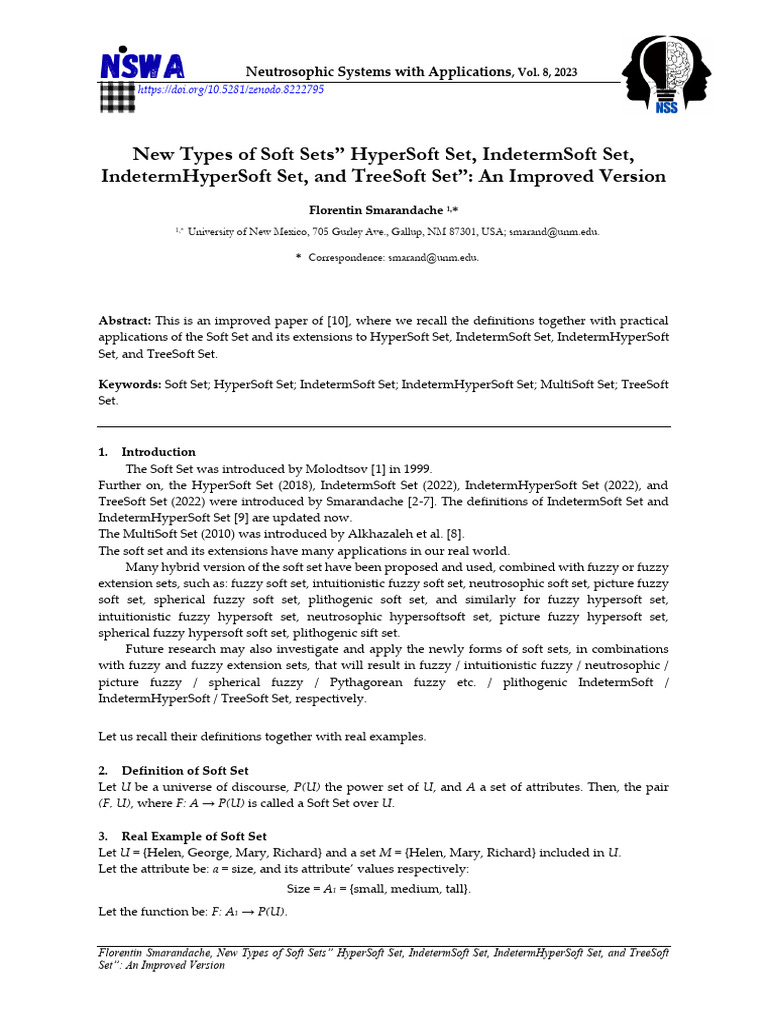 New Types of Soft Sets New Types of Soft Sets