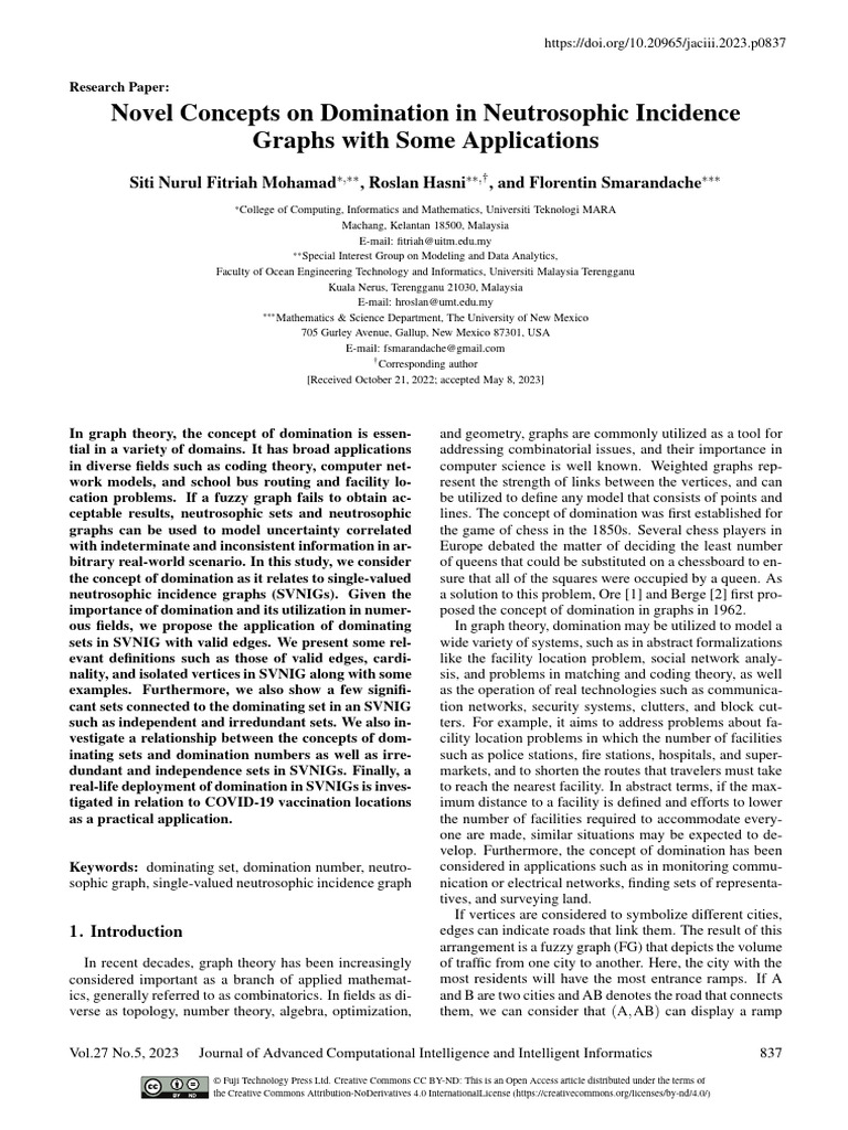 Novel Concepts On Domination in Neutrosophic Incidence Graphs With Some ...