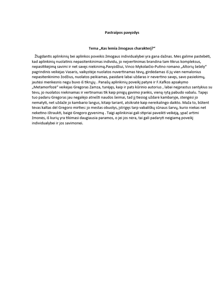 Pastraipos Pavyzdys | PDF