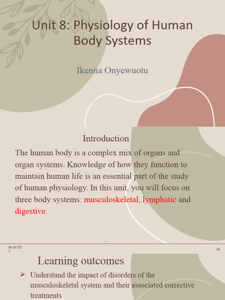 Physiology Lesson 1 Completed | PDF | Bone | Anatomical Terms Of Motion