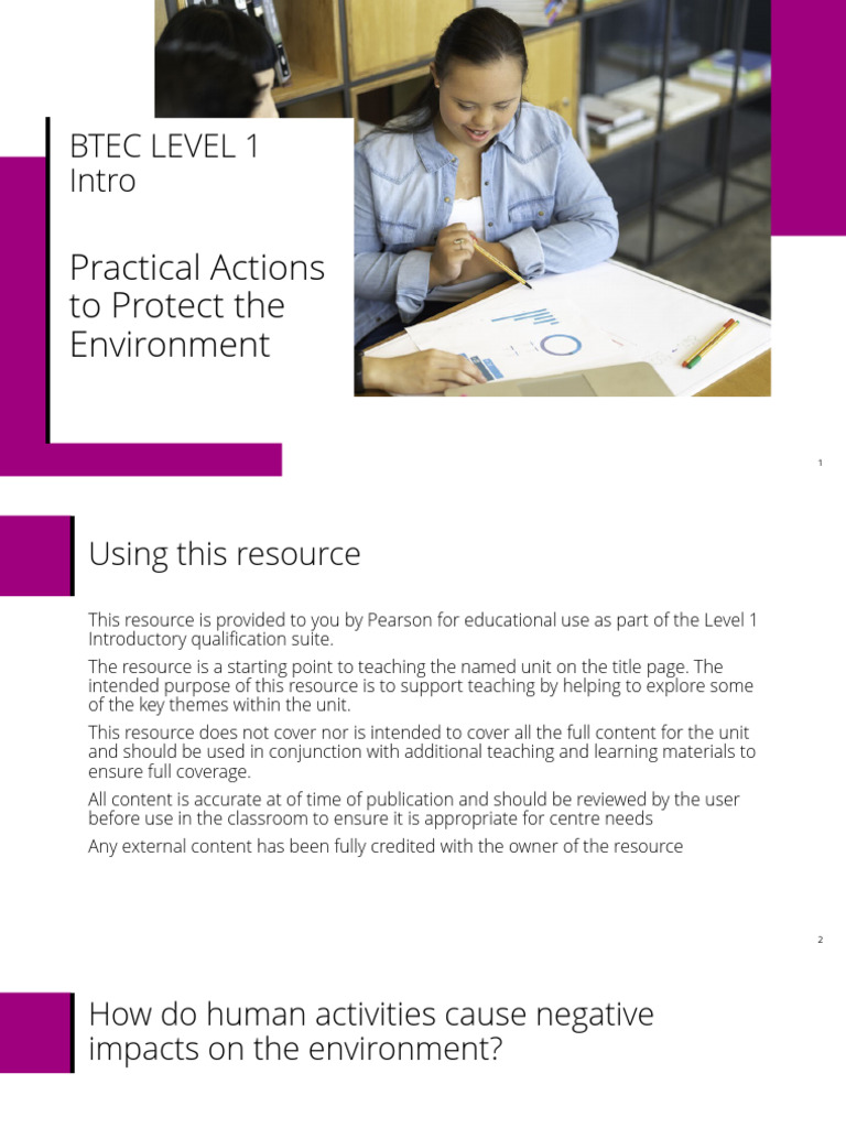 Practical Actions To Protect The Environment Learning Activity | PDF