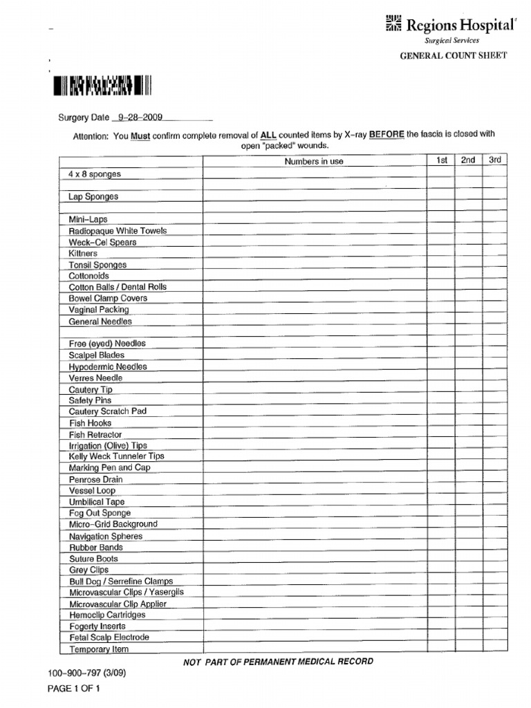 Count-Sheet-Example Template - Omit Instructions | PDF