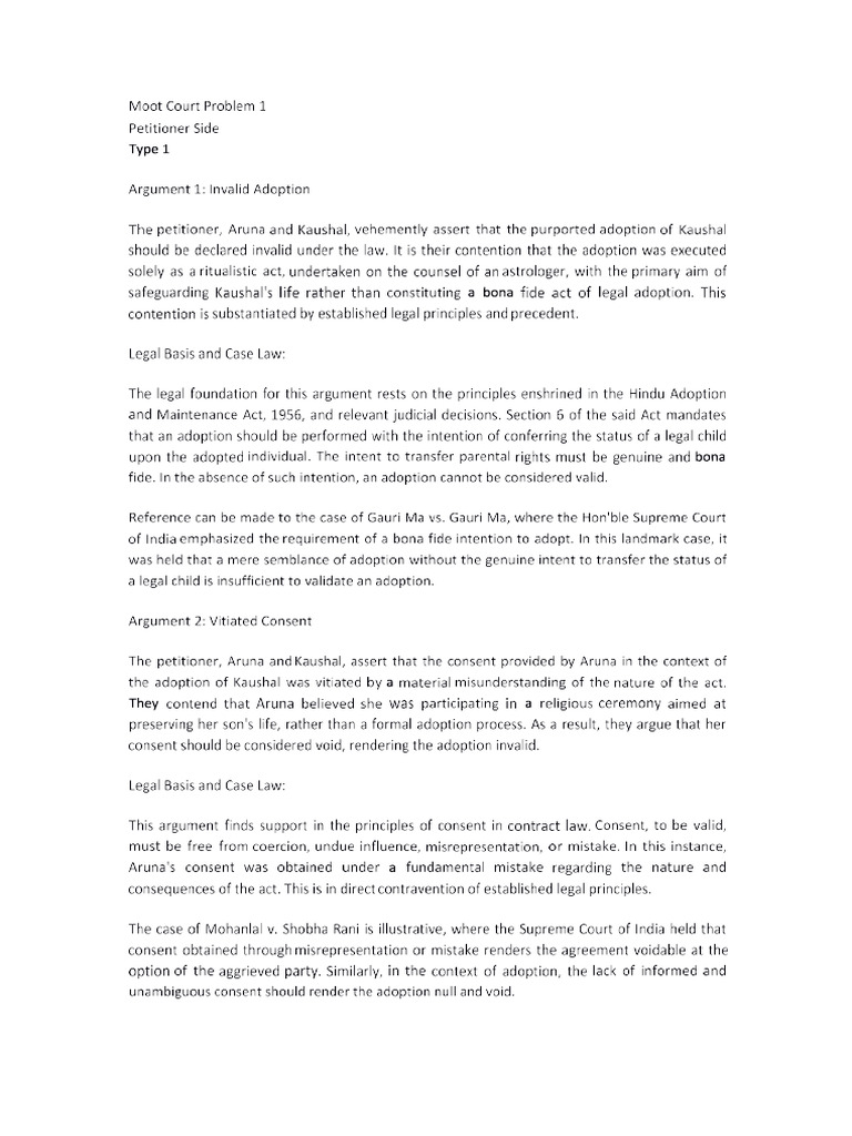 Moot Court Problem 1 | PDF