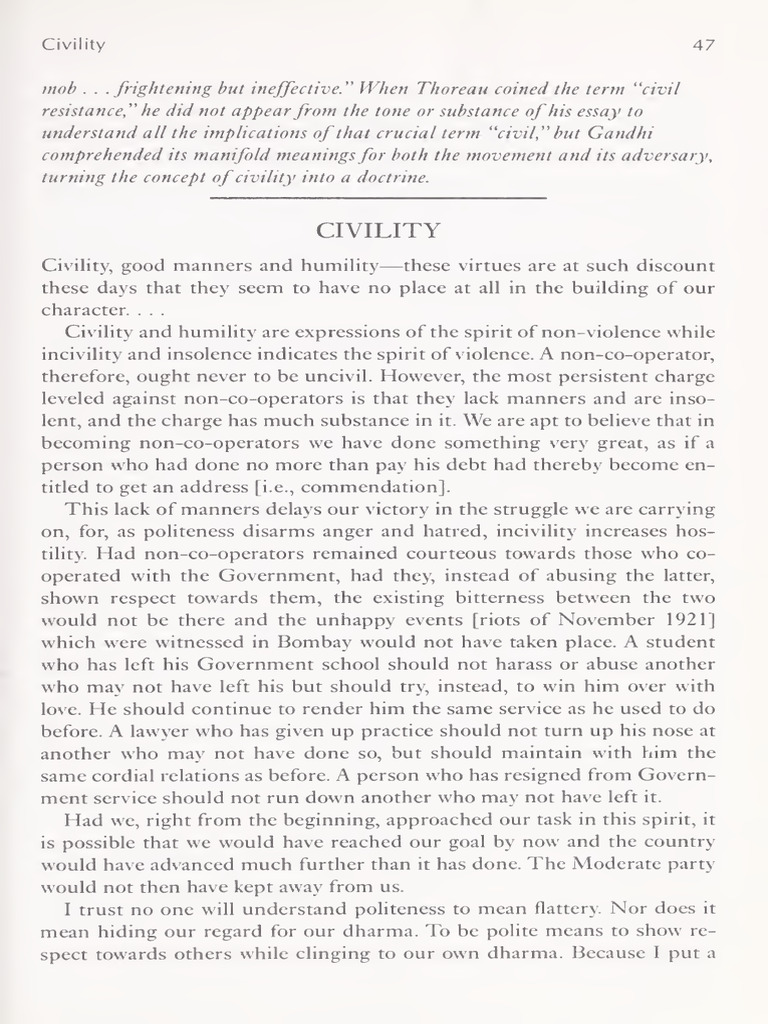 Ghandi on Civil Disobedience | PDF | Mahatma Gandhi | Civil Disobedience