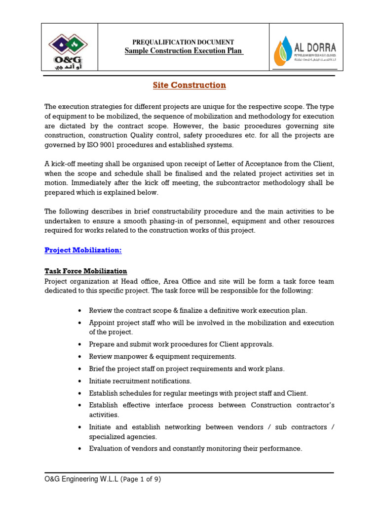 Construction Execution Plan | PDF