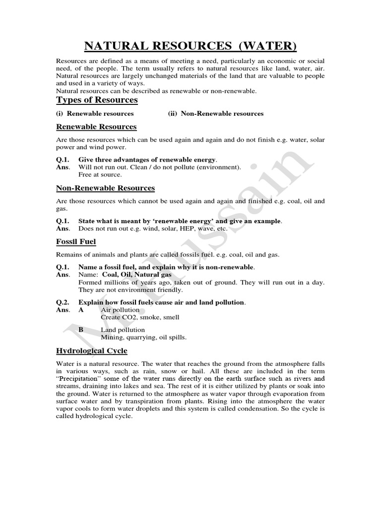 Water Resources Geography O Level | PDF