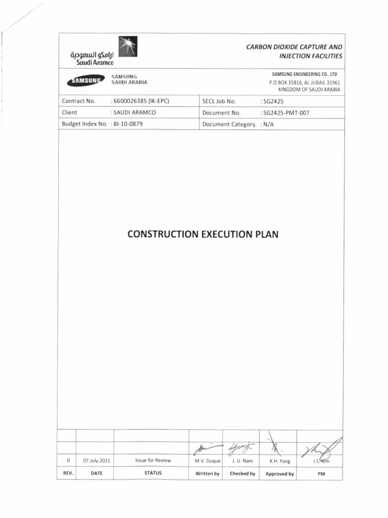 Construction Execution Plan Rev.01 - SAMSUNG | PDF | Concrete | Pipe ...