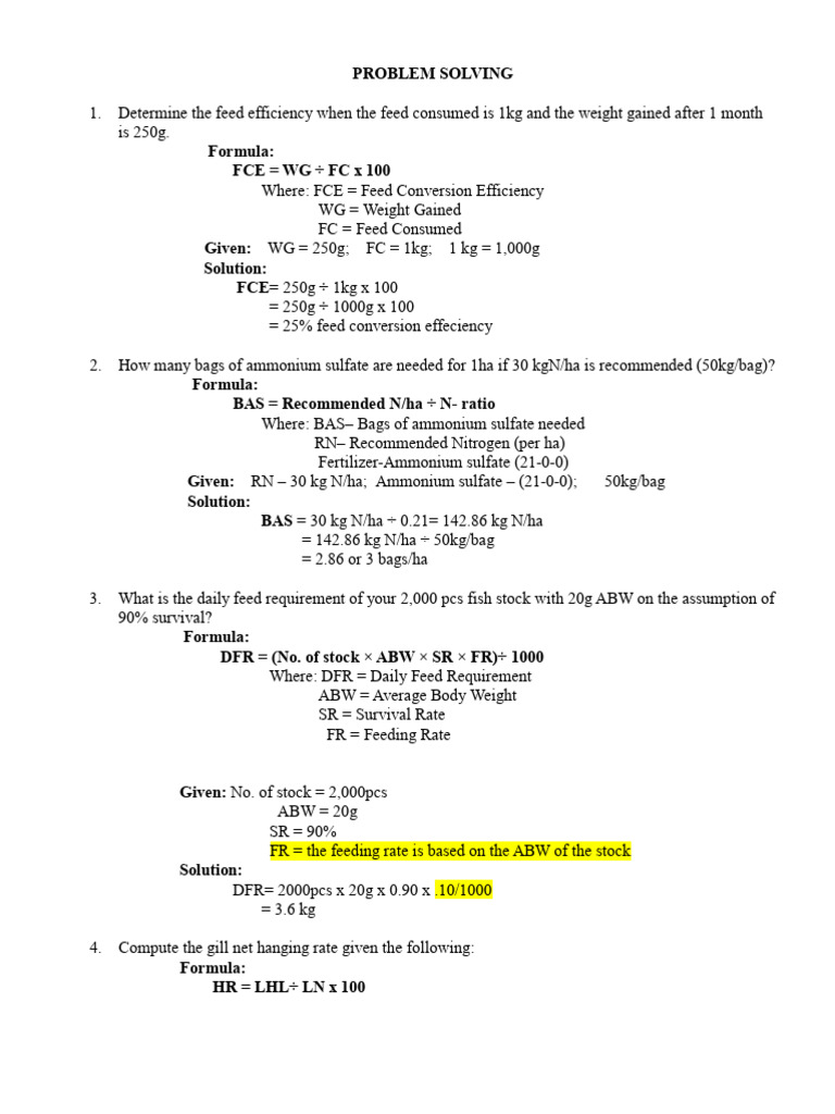Common Computations in FIshTech Exam | PDF | Area | Spawn (Biology)