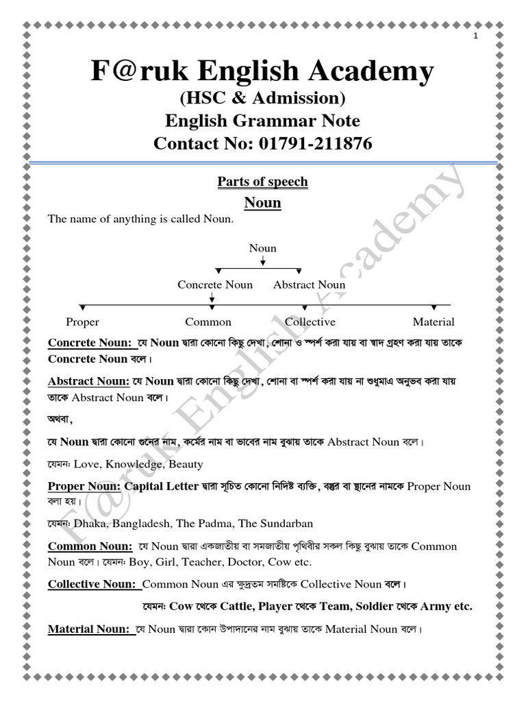 English Grammar Hand Note | Download Free PDF | Verb | Pronoun