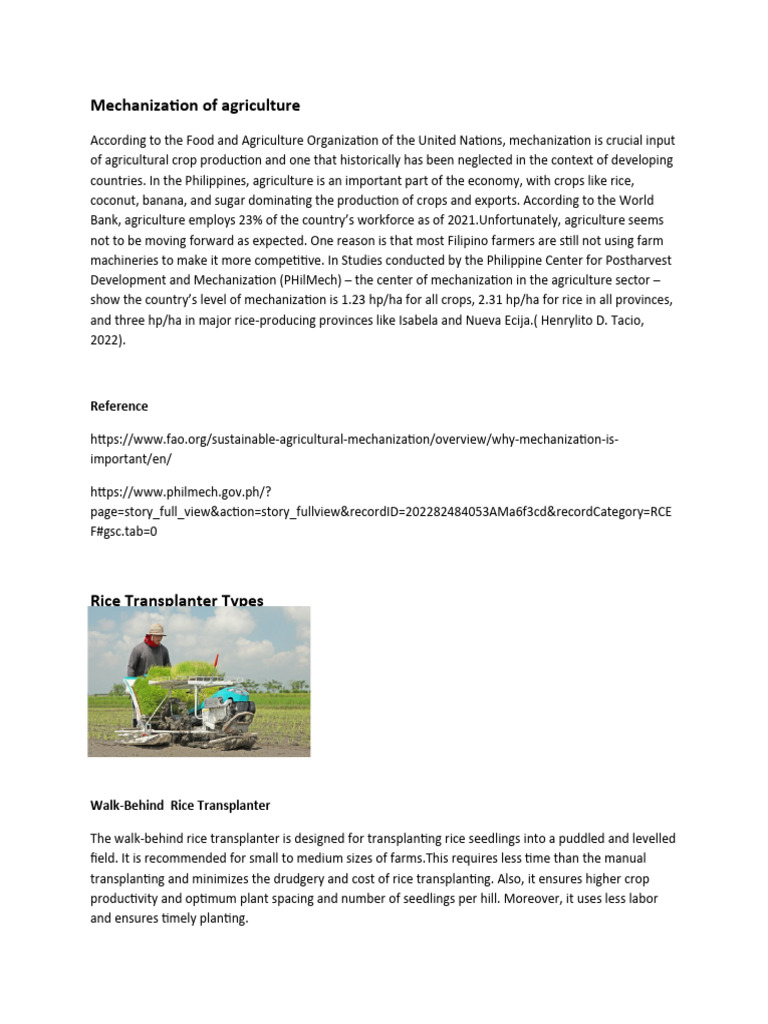 Mechanization o WPS Office | PDF | Agriculture | Rice