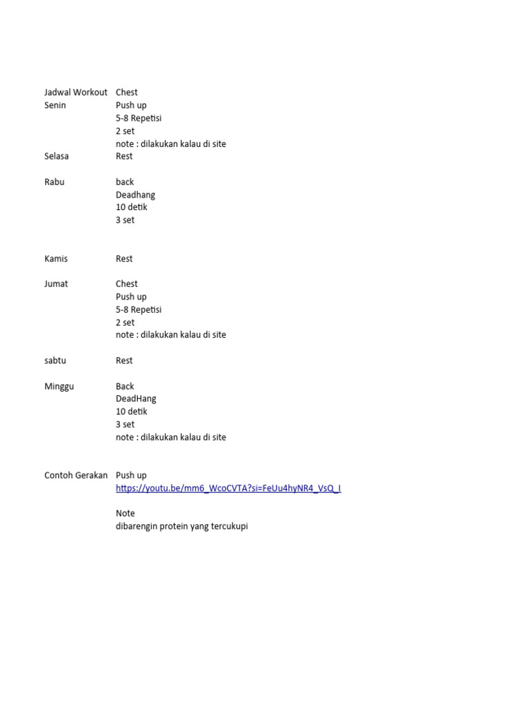 Jadwal Workout Lutfi | PDF