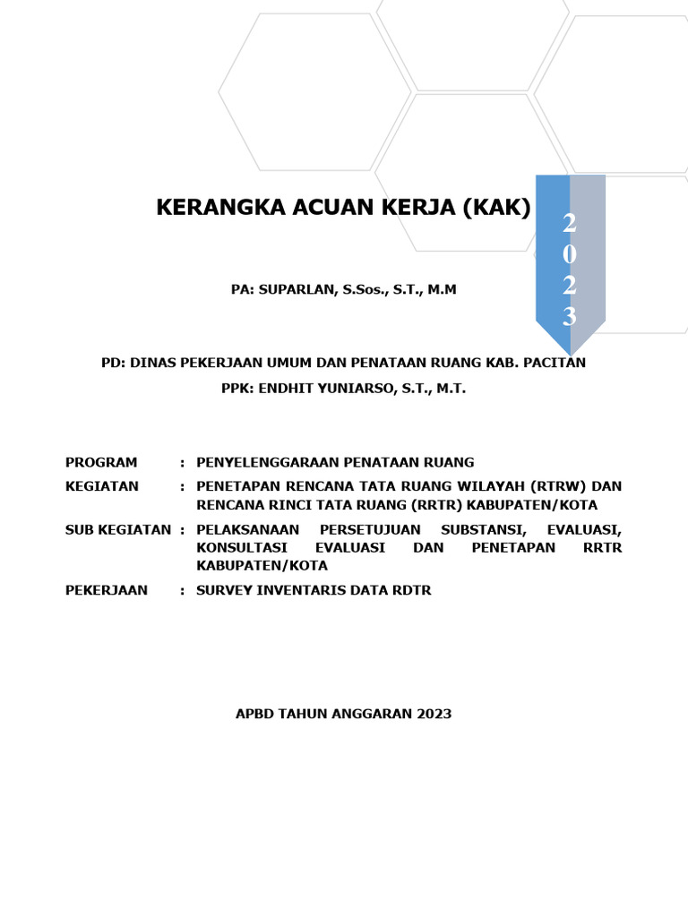 Survey Inventarsi Data Dasar RDTR... KAK | PDF