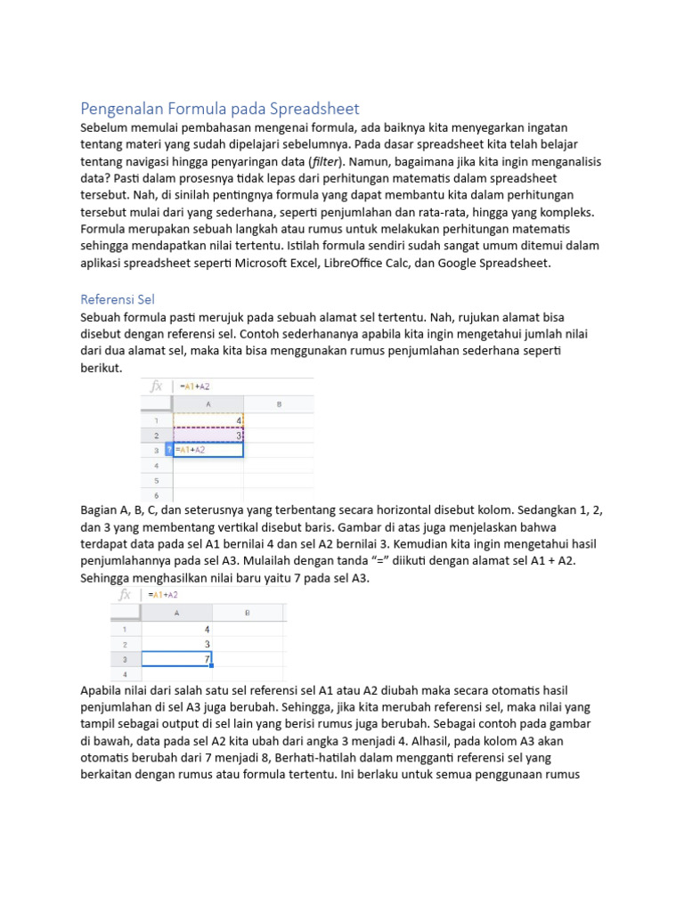 Pengenalan Formula Pada Spreadsheet | PDF