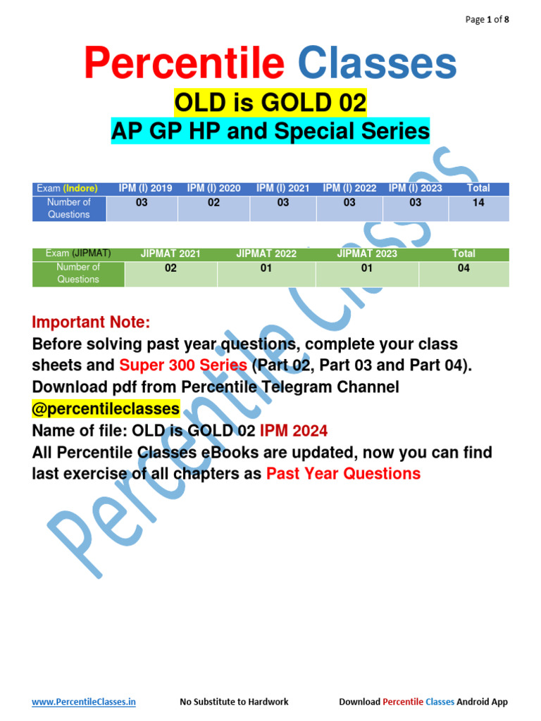 Old Is Gold 02 Ipm 2024 AP GP HP Series | PDF | Mathematics | Mathematical Objects