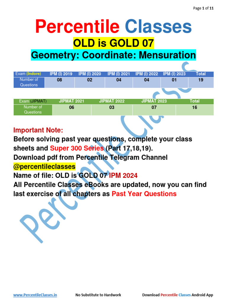 Old Is Gold 07 Ipm 2024 Geometry | PDF | Circle | Euclidean Plane Geometry