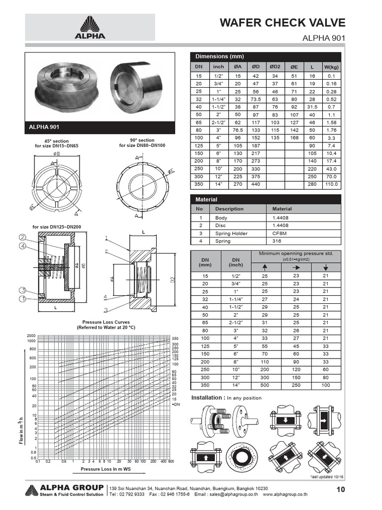 Alp Wafer-Check-Valve 901 | PDF | Gases | Hydraulic Engineering