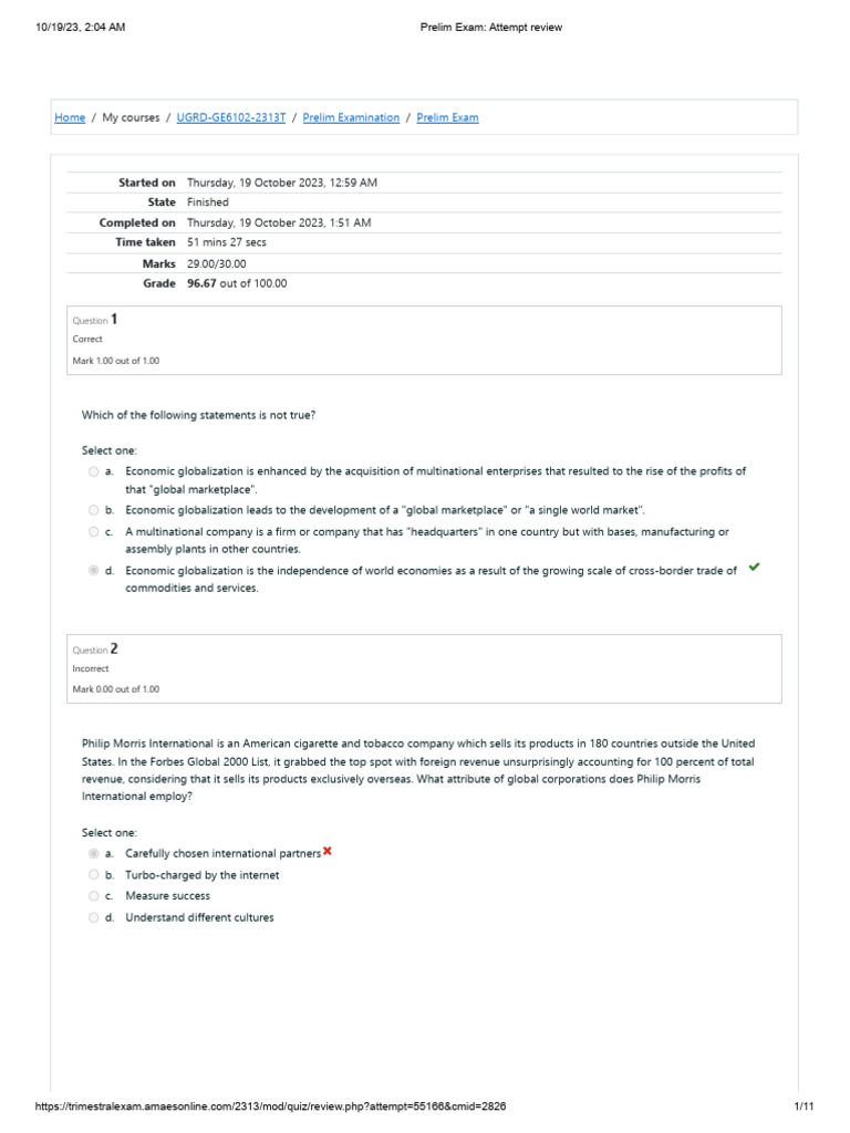 Prelim Exam - Attempt Review UGRD-GE6102 The Contemporary World | PDF ...