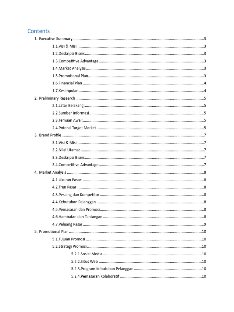 Contoh Business Plan Simple | PDF