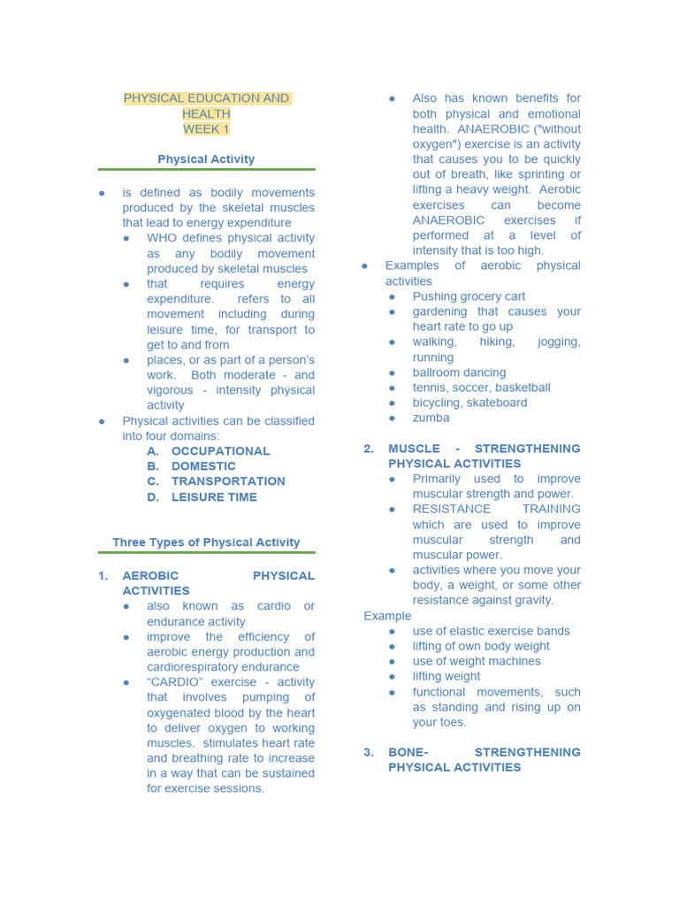 Understanding Physical Activity Types | PDF | Aerobic Exercise | Stress ...