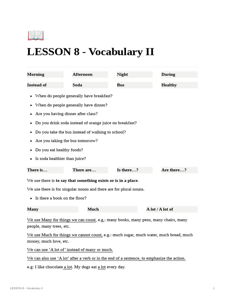 Vocabulary II: Common Phrases & Usage | PDF | Grammatical Number ...