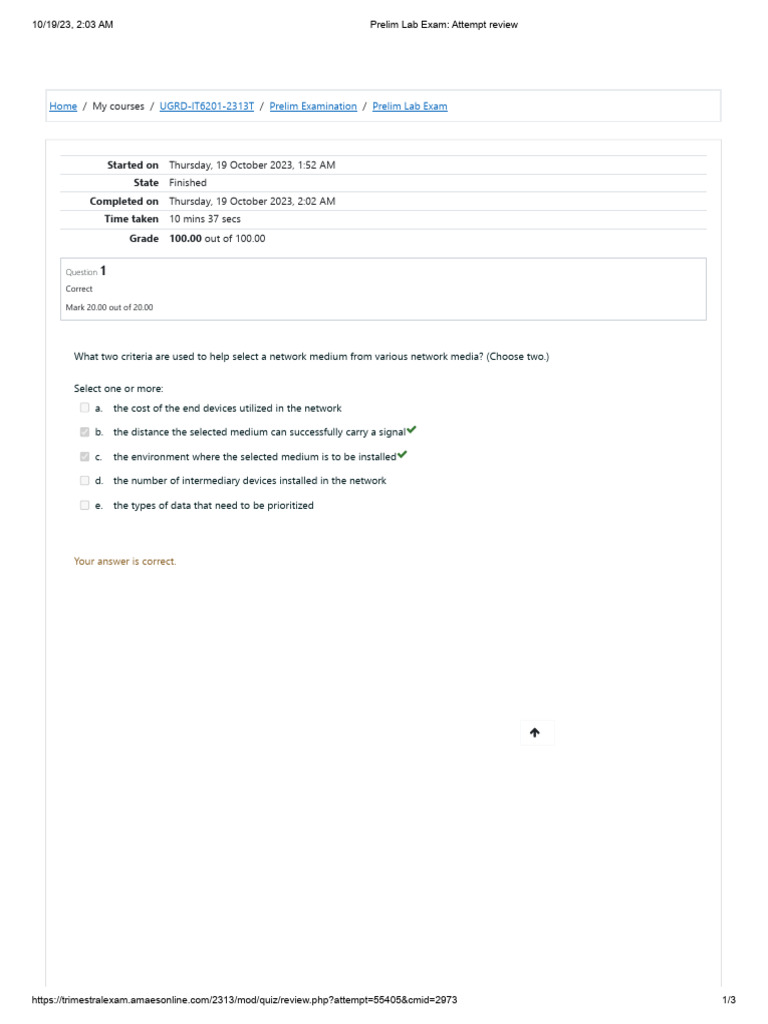 Prelim Lab Exam - Attempt Review UGRD-IT6201 Data Communications and Networking 1 | Download ...