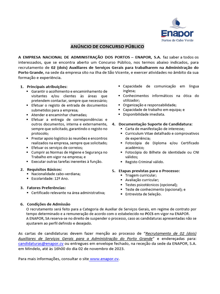 Anúncios de Concurso - ASG - APG | PDF | Recrutamento