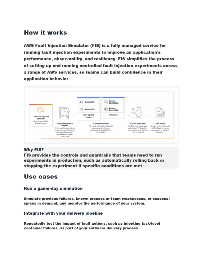 AWS Fault Injection Simulator Work | PDF