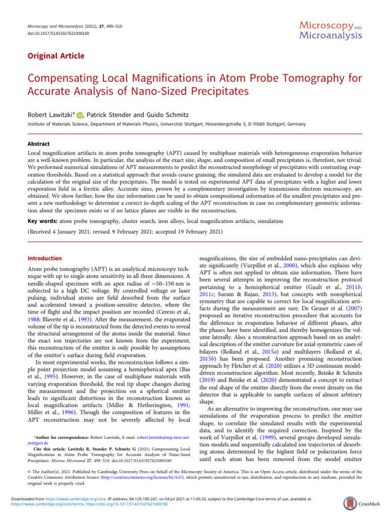 Compensating Local Magnifications in Atom Probe Tomography For Accurate ...