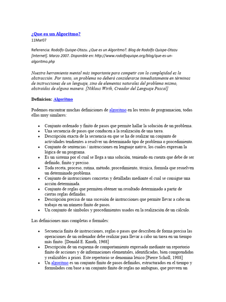 Que Es Un Algoritmo | PDF | Algoritmos | Lenguaje de programación