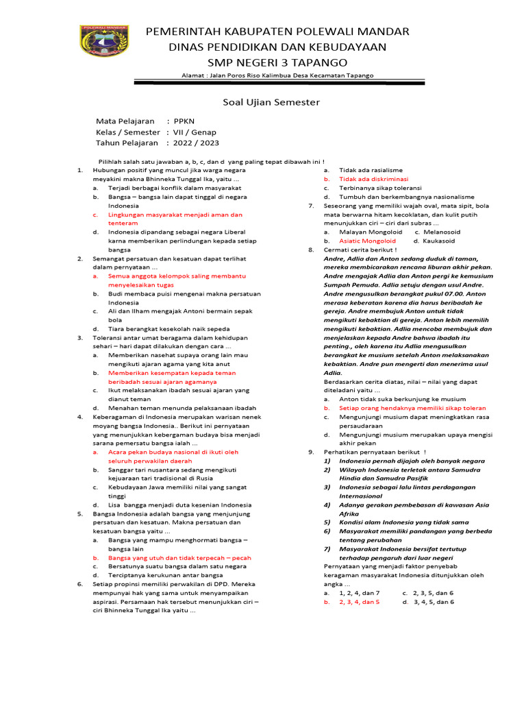 Soal Kls 7 Genap 2023 | PDF | Ilmu Sosial